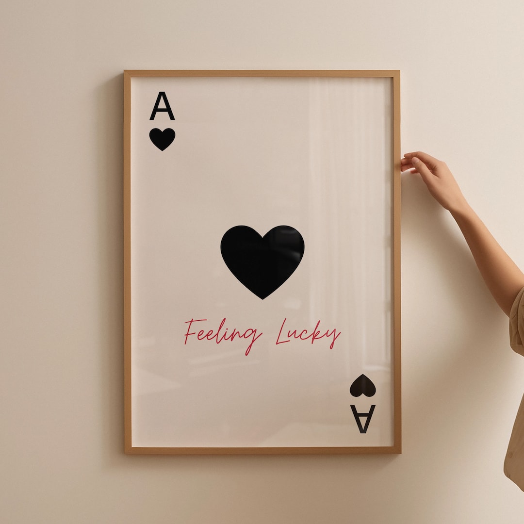 Ace of Hearts Print: Feeling Lucky Preppy Wall Art (digital Download ...