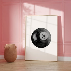 Trendy Retro 8 Ball Print, Vintage Billiard Ball Art, Funky Wall Art ...