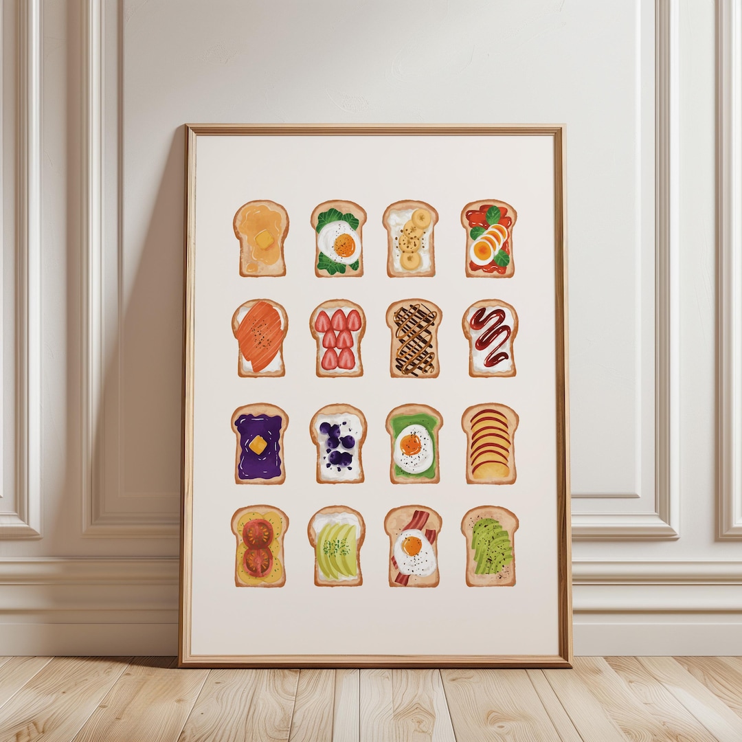 Toast Breakfast Print, Avocado Toast Decor, Trendy Kitchen Wall Art ...