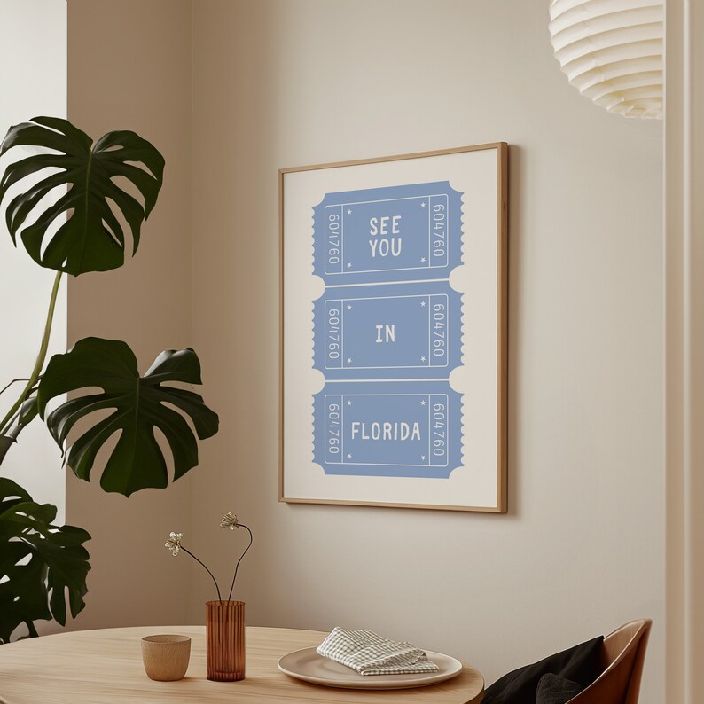 See You in Florida Print: Retro Ticket Stub Wall Art (digital Download ...