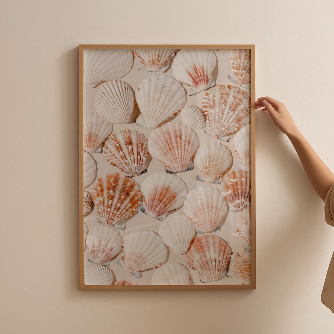 Seashell Art Print, Coastal Print, Seashell Digital Art Print, Coconut ...