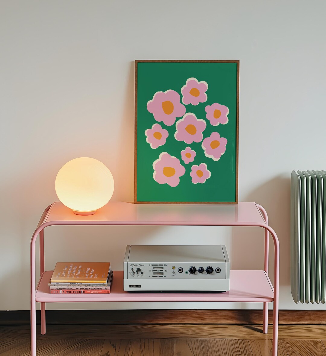 Retro Colorful Flower Print, Funky Wavy Flower Prints, Preppy Wall Art ...
