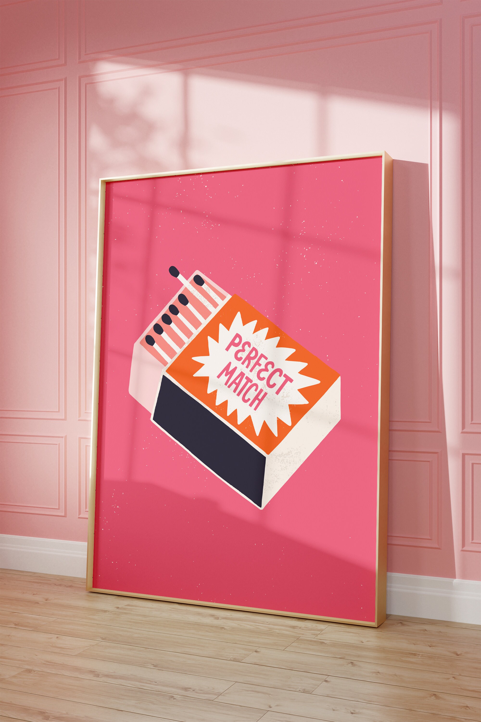 Perfect Match Wall Art Print, Bright Colorful Print, VSCO Matchbook Art ...