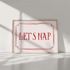 Let's Nap Above Bed Wall Print, Stay in Bed Print, Aesthetic Bedroom ...