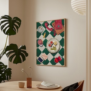 Poker Night Print, Retro Kitchen Wall Art, Trendy Bar Cart Print ...