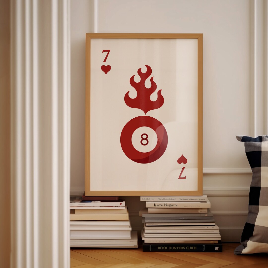Lucky 8 Ball Playing Card Print: Retro Dorm Room Art (digital Download ...