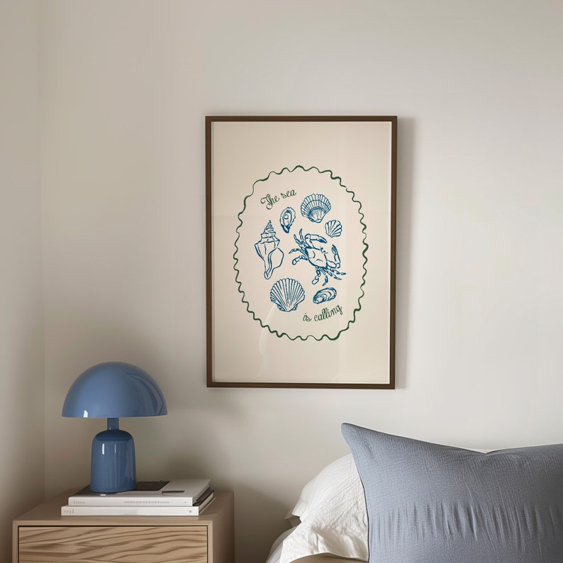 The Sea is Calling Print, Trendy Coastal Poster, Beachy Wall Prints ...