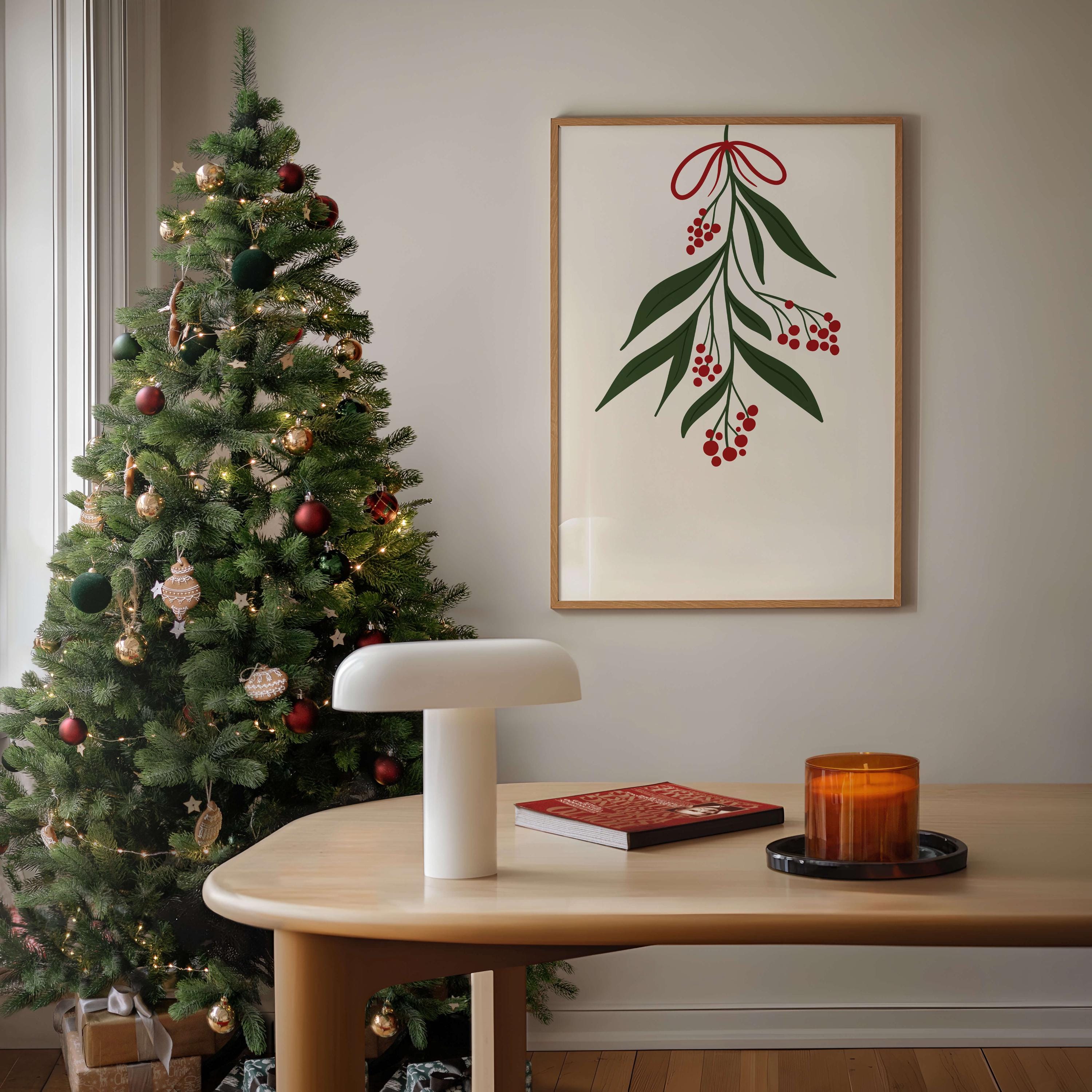 Mistletoe Christmas Print, Classic Christmas Poster, Trendy Christmas ...