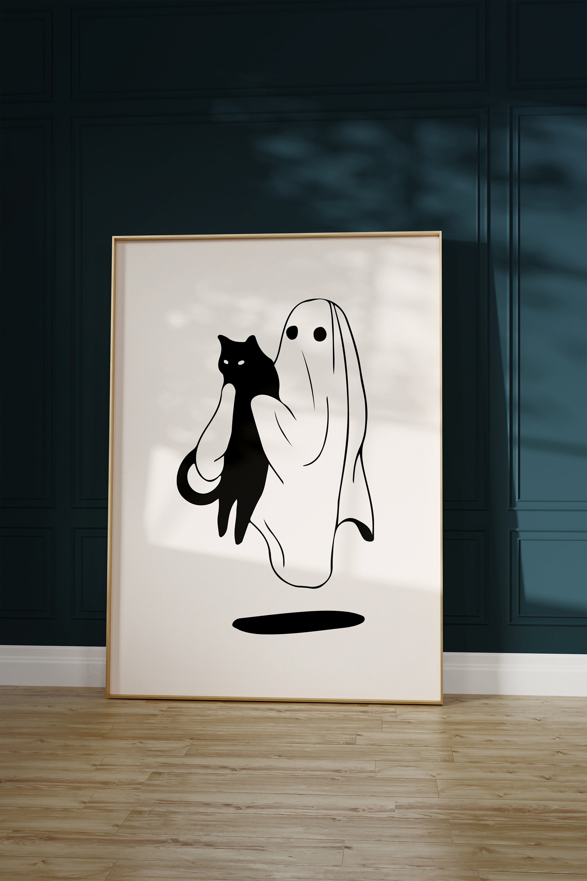 Sheet Ghost Prints, Black Cat Halloween Print, Gothic Home Decor ...