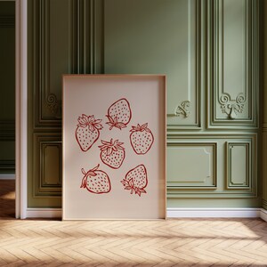 Strawberry Kitchen Print: Minimalist Food Wall Art (digital Download ...