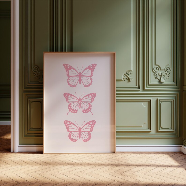 Pink Butterfly Print: Girly Dorm Room Wall Art (digital Download) - Etsy