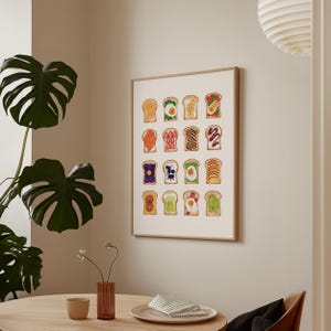 Toast Breakfast Print, Avocado Toast Decor, Trendy Kitchen Wall Art ...