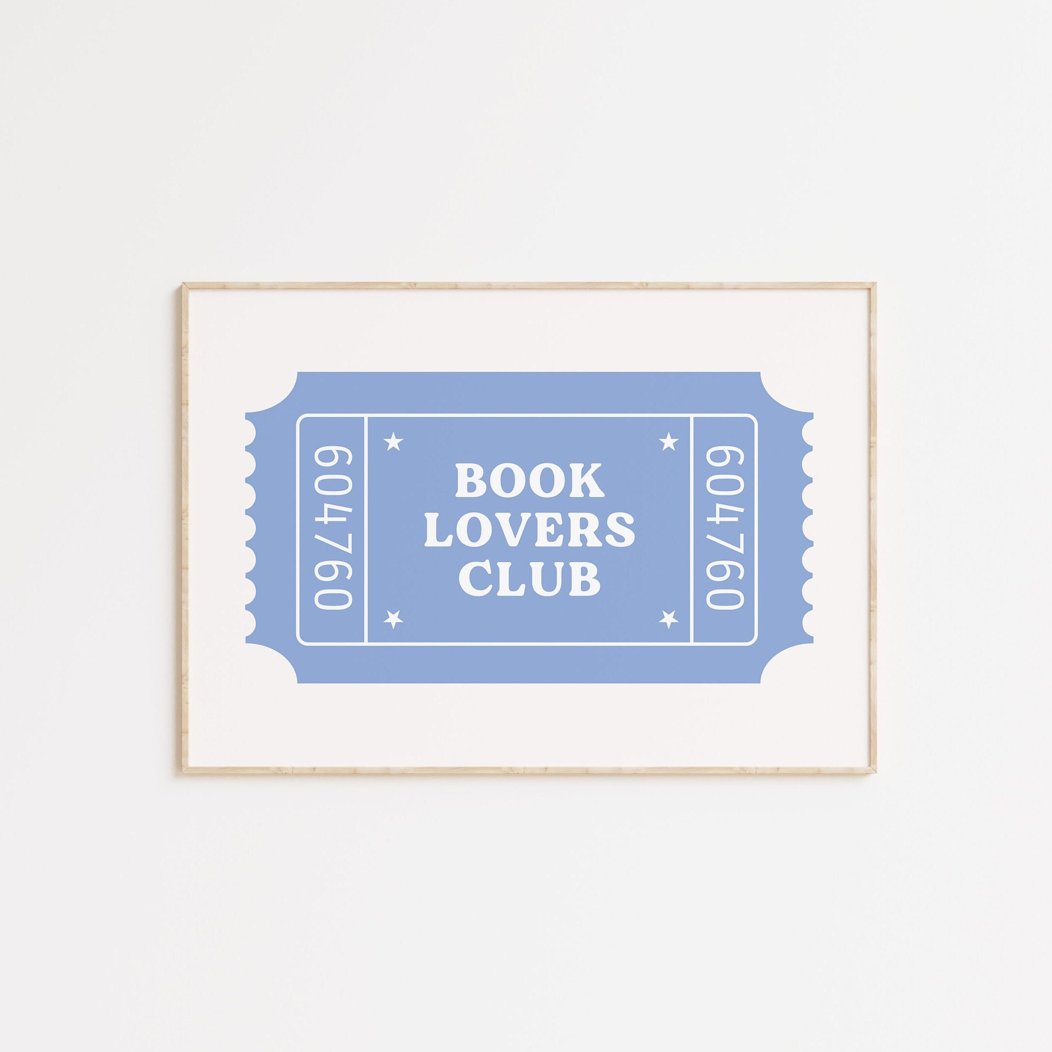 Book Lovers Club Print, Book Lover Ticket Print, Trendy Reader Wall ...
