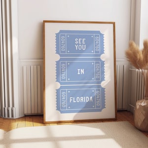 See You in Florida Print: Retro Ticket Stub Wall Art (digital Download ...