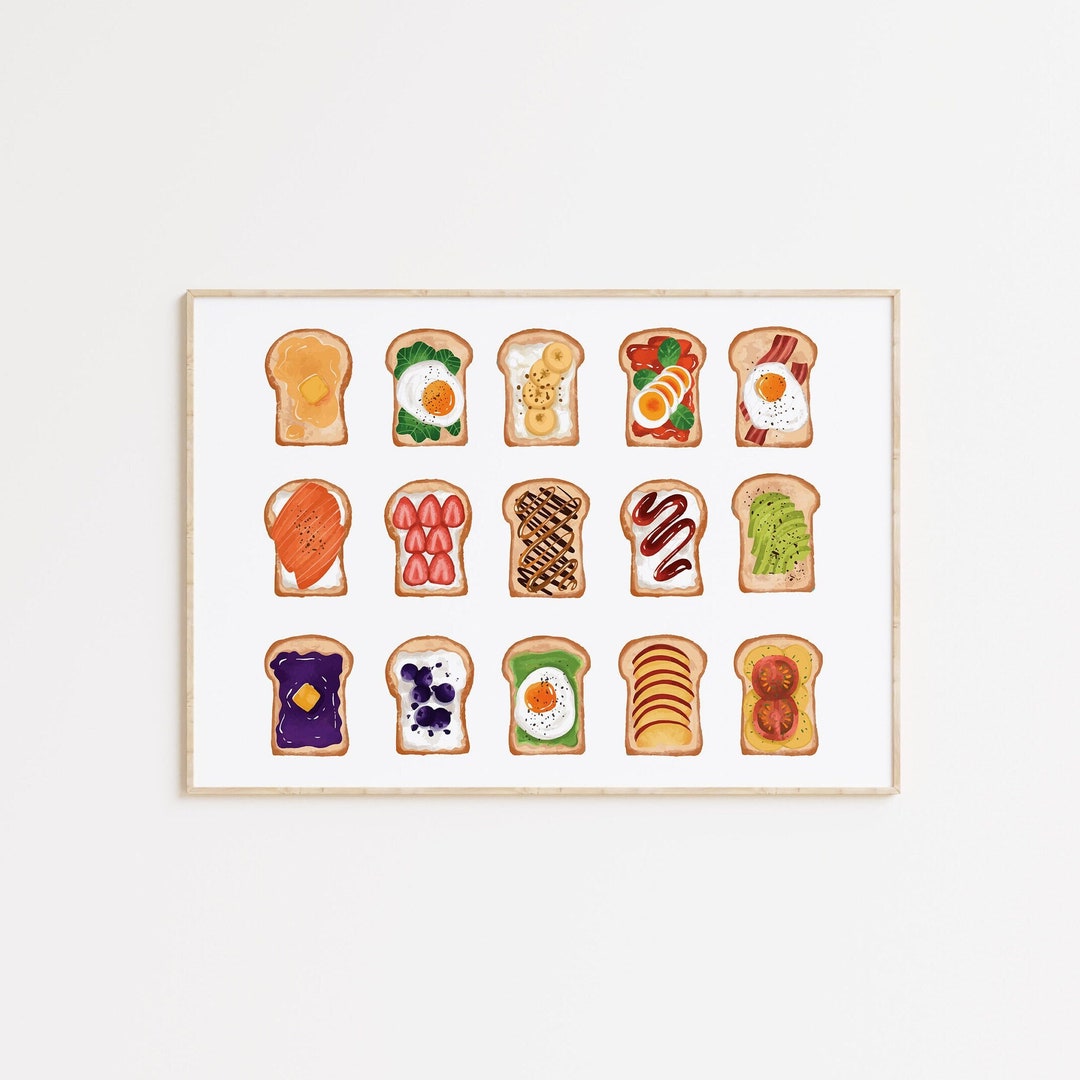 Toast Breakfast Print, Avocado Toast Decor, Trendy Kitchen Wall Art ...