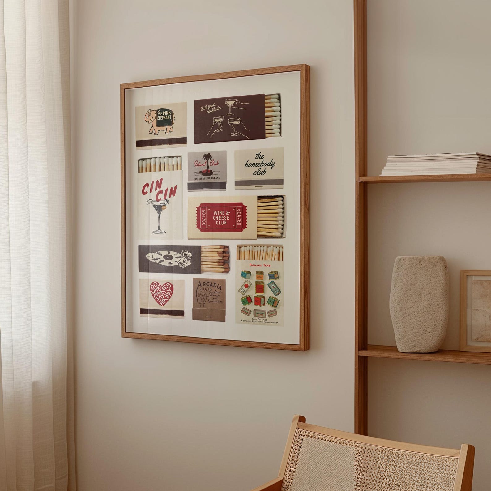 Set of 3 Trendy College Dorm Prints, Vintage Matchbox Print, Girly Wall Art Trio, Lipstick Kiss ...