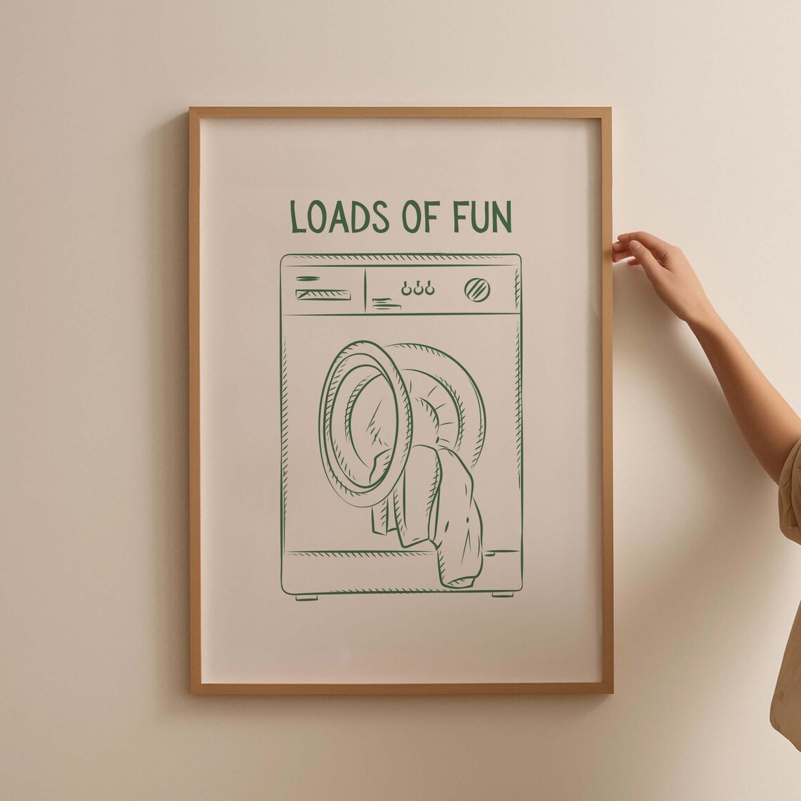 Green Loads of Fun Print, Minimalist Laundry Room Print, Funny Laundry ...