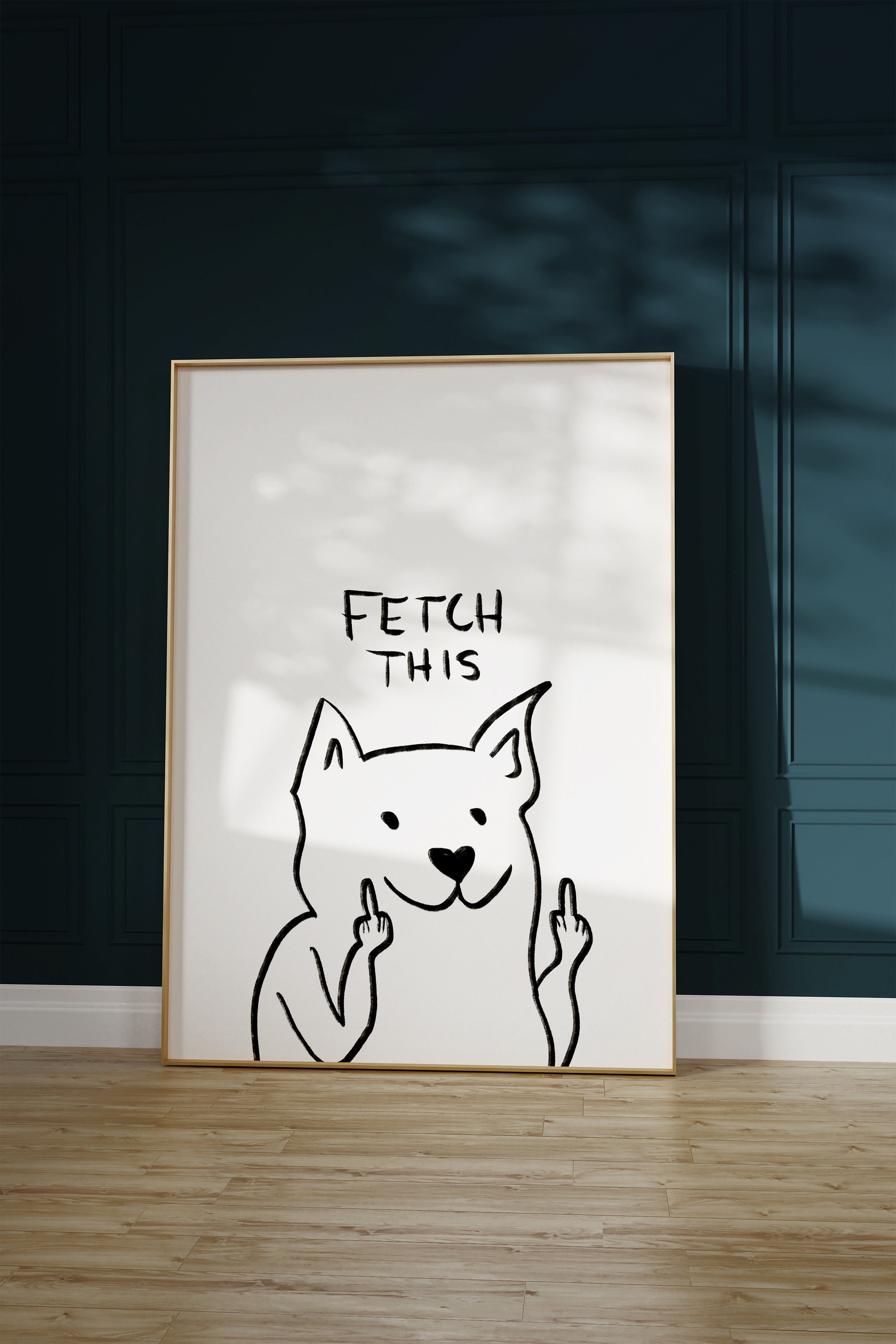 White Fetch This Dog Poster Typography Art Print Dog Art - Etsy