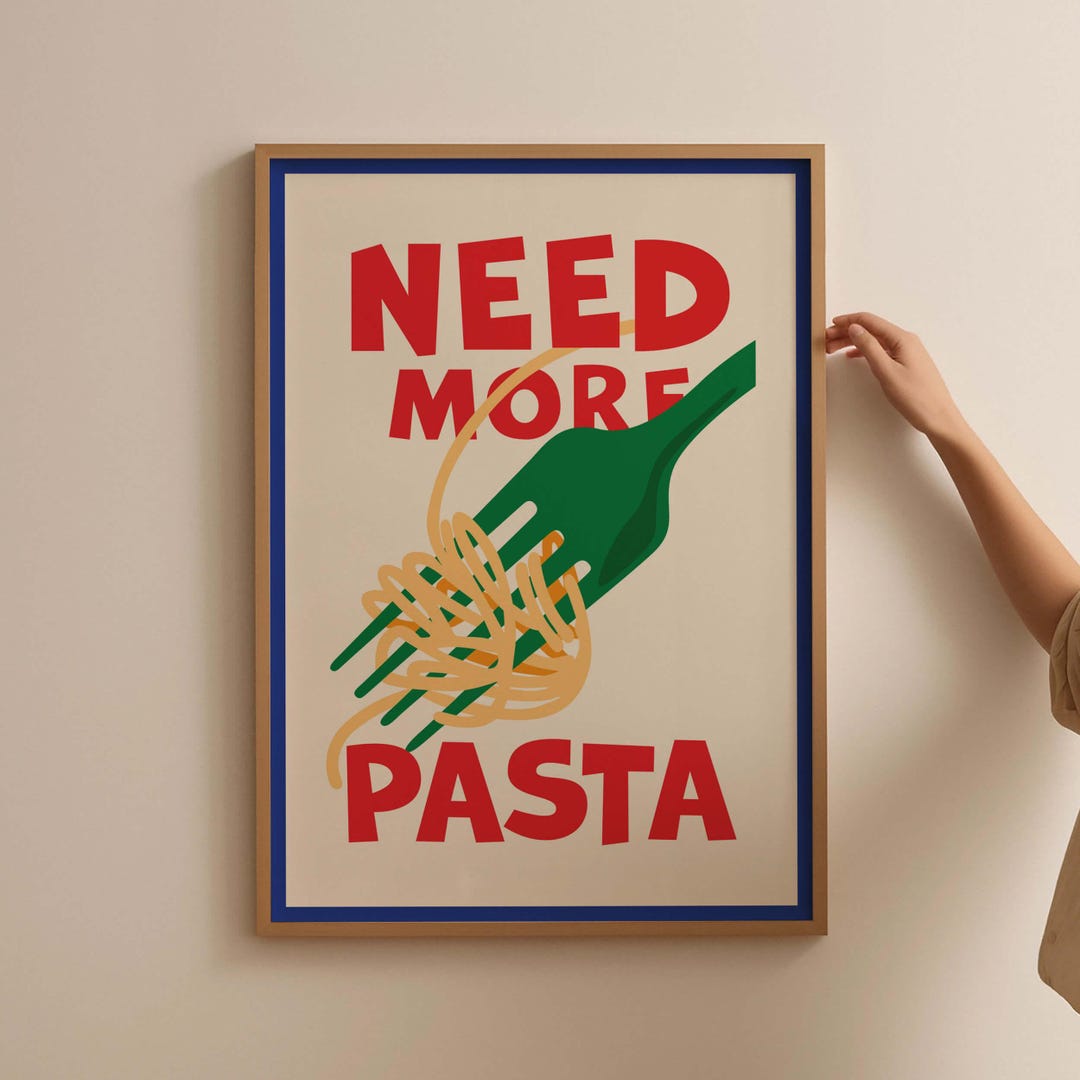 Pasta Kitchen Wall Art, Spaghetti Kitchen Print, Italian Kitchen Poster ...