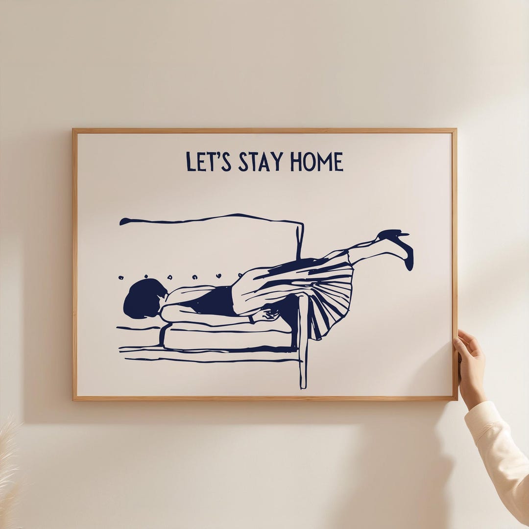 Let's Stay Home Homebody Print: Funny Introvert Art, Retro Apartment ...