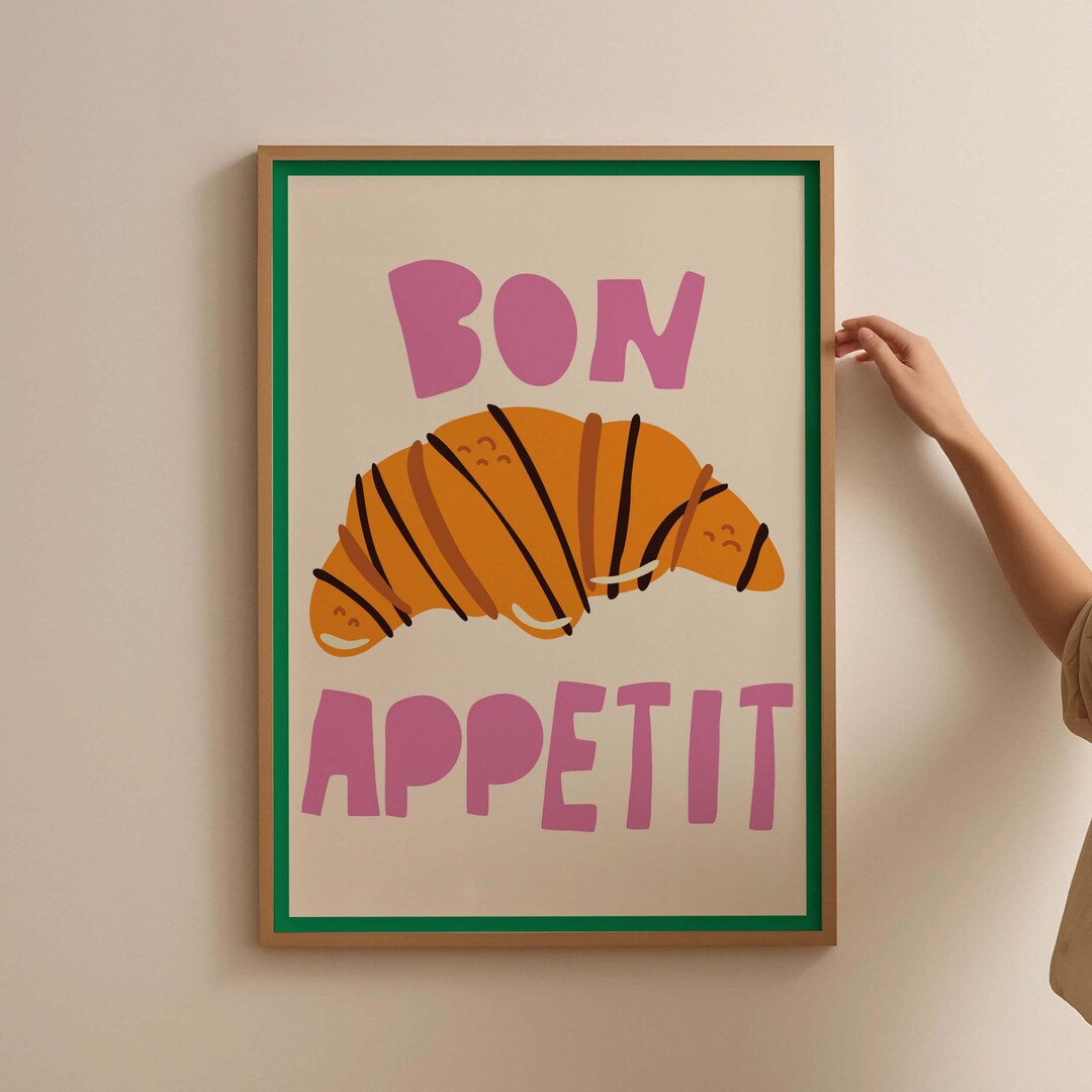 Bon Appetit Croissant Print: Trendy Kitchen Art (digital Download) - Etsy