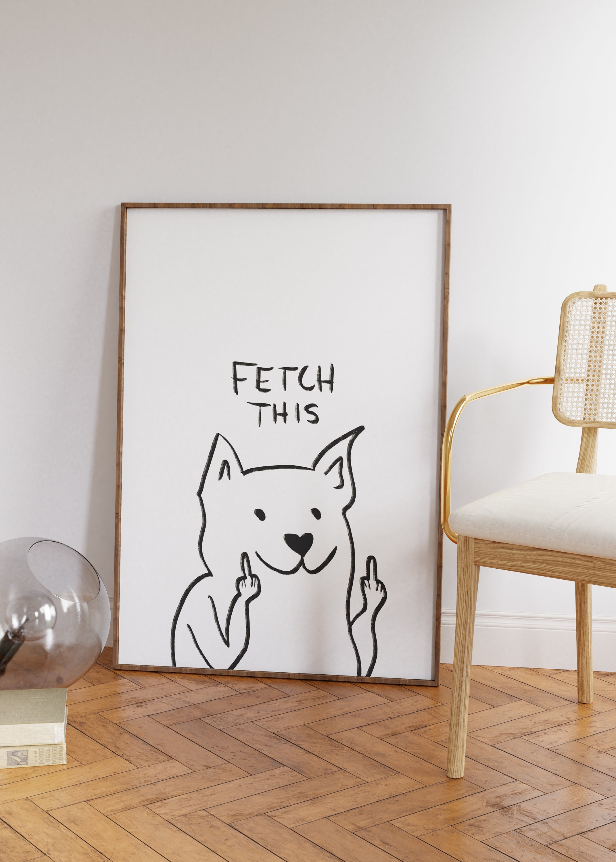 White Fetch This Dog Poster Typography Art Print Dog Art - Etsy