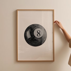 Trendy Retro 8 Ball Print, Vintage Billiard Ball Art, Funky Wall Art ...