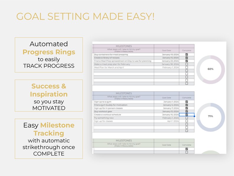 Digital Goal Setting Planner | Goal Planning Spreadsheet | Goal ...
