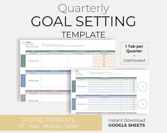 Quarterly Goal Planner Printable Pages | Digital Goal Planner | Goal ...