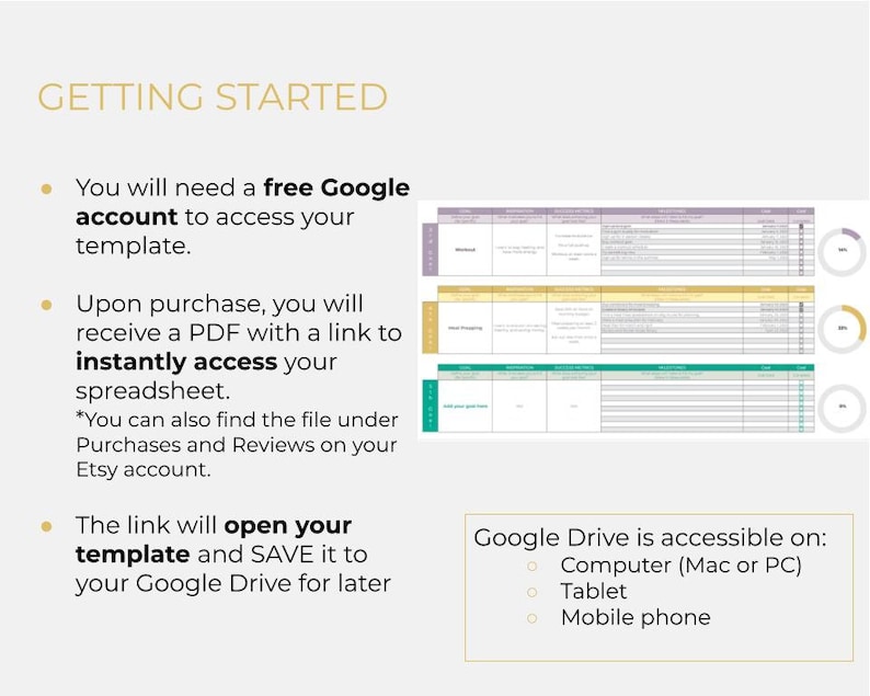 Simple Goal Setting Spreadsheet | Digital Goal Planner | Goal Progress ...