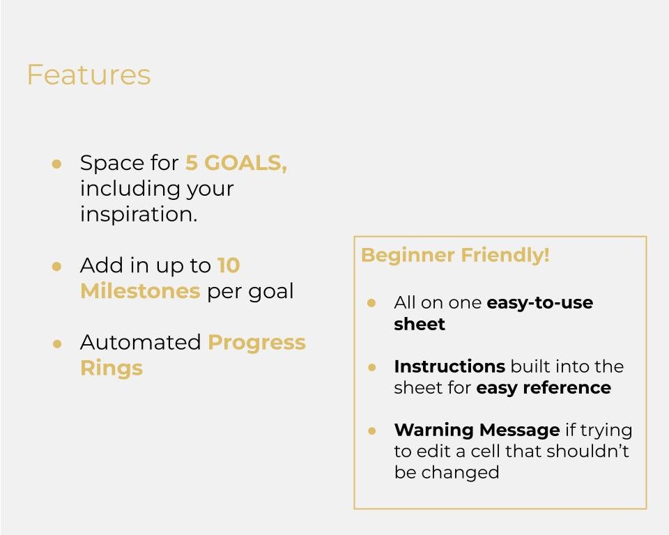 Simple Goal Setting Spreadsheet | Digital Goal Planner | Goal Progress ...