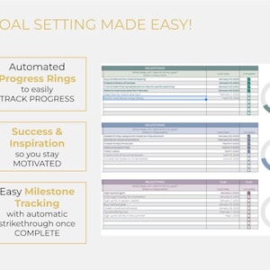 Simple Goal Setting Spreadsheet | Digital Goal Planner | Goal Progress ...