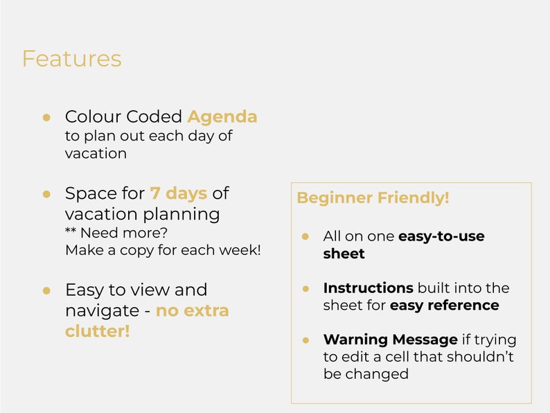 Simple Vacation Planning Spreadsheet | Digital Travel Planner | Holiday ...