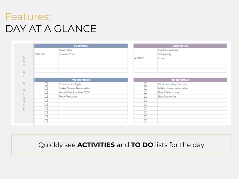 Simple Vacation Planning Spreadsheet | Digital Travel Planner | Holiday ...
