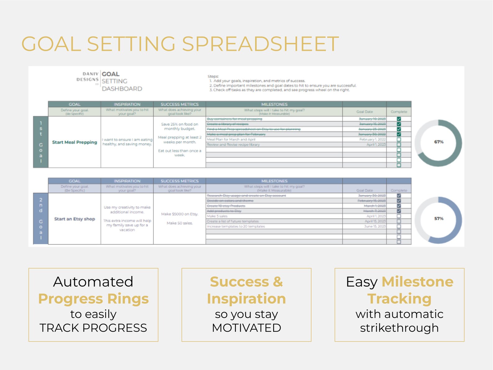 Goal Setting Digital Planner Bundle New Year Resolution Goal Planner ...