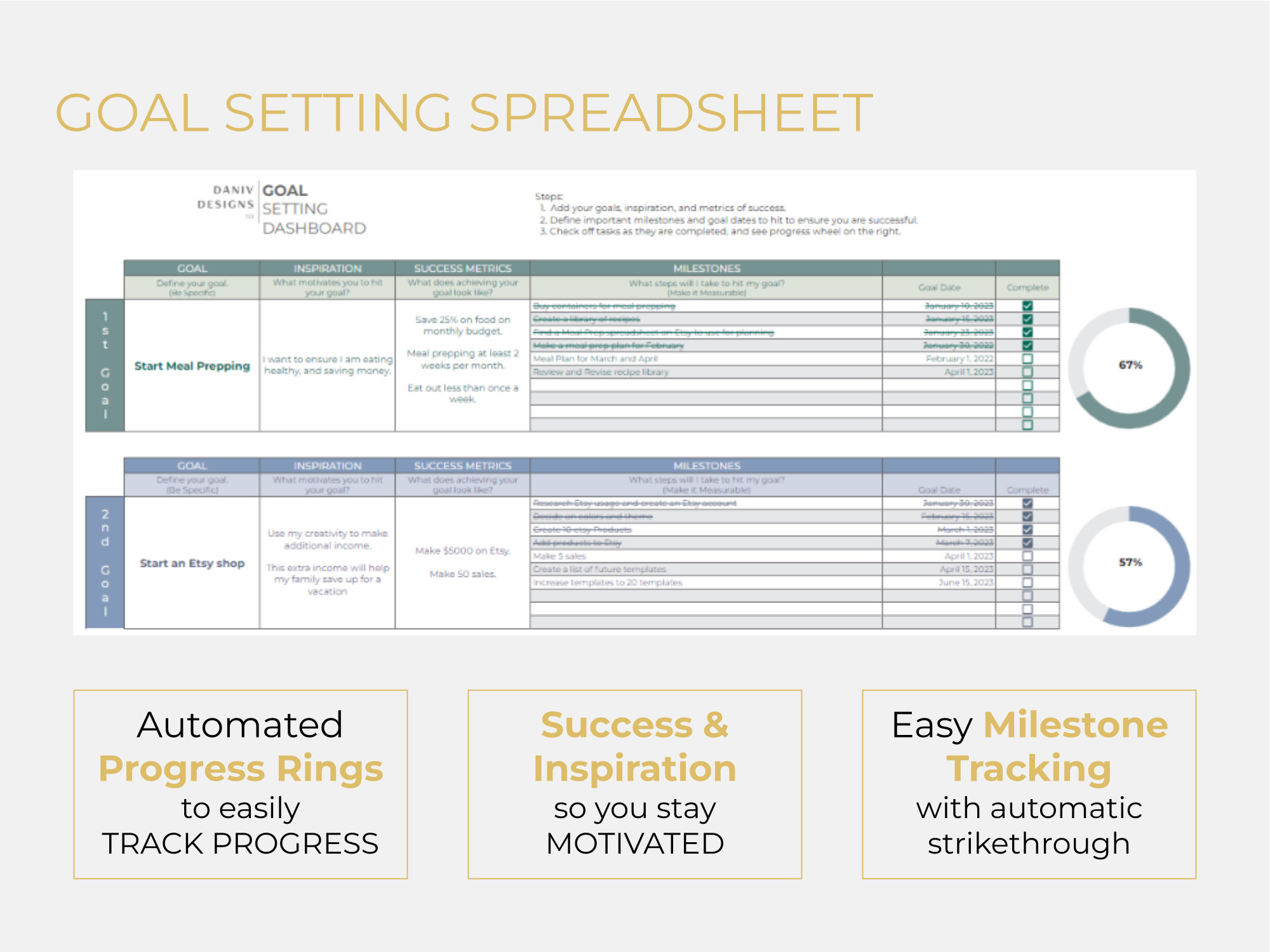 Goal Setting Digital Planner Bundle New Year Resolution Goal Planner ...