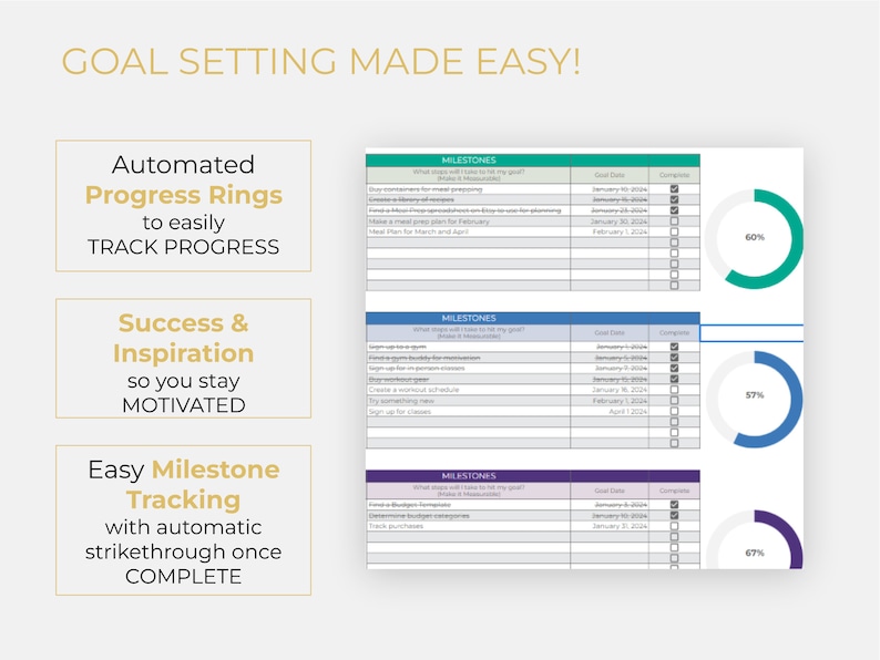 Goal Setting Digital Planner | Goal Planning Spreadsheet | Goal ...