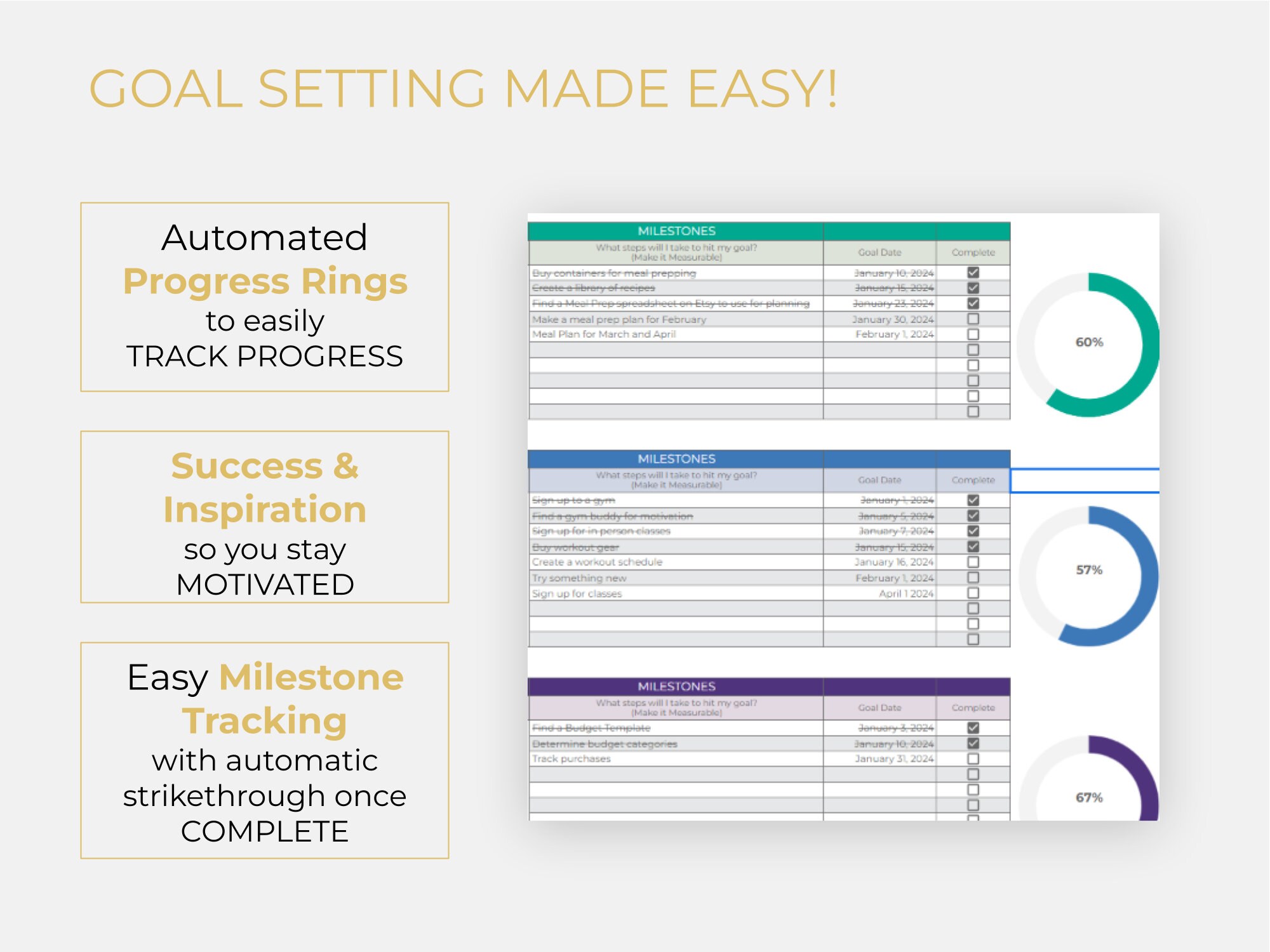 Goal Setting Digital Planner | Goal Planning Spreadsheet | Goal ...