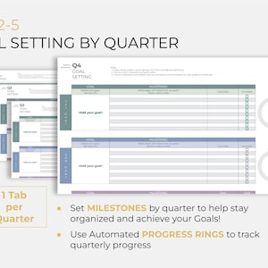 Quarterly Goal Setting Spreadsheet | Digital Goal Planner | New Year ...