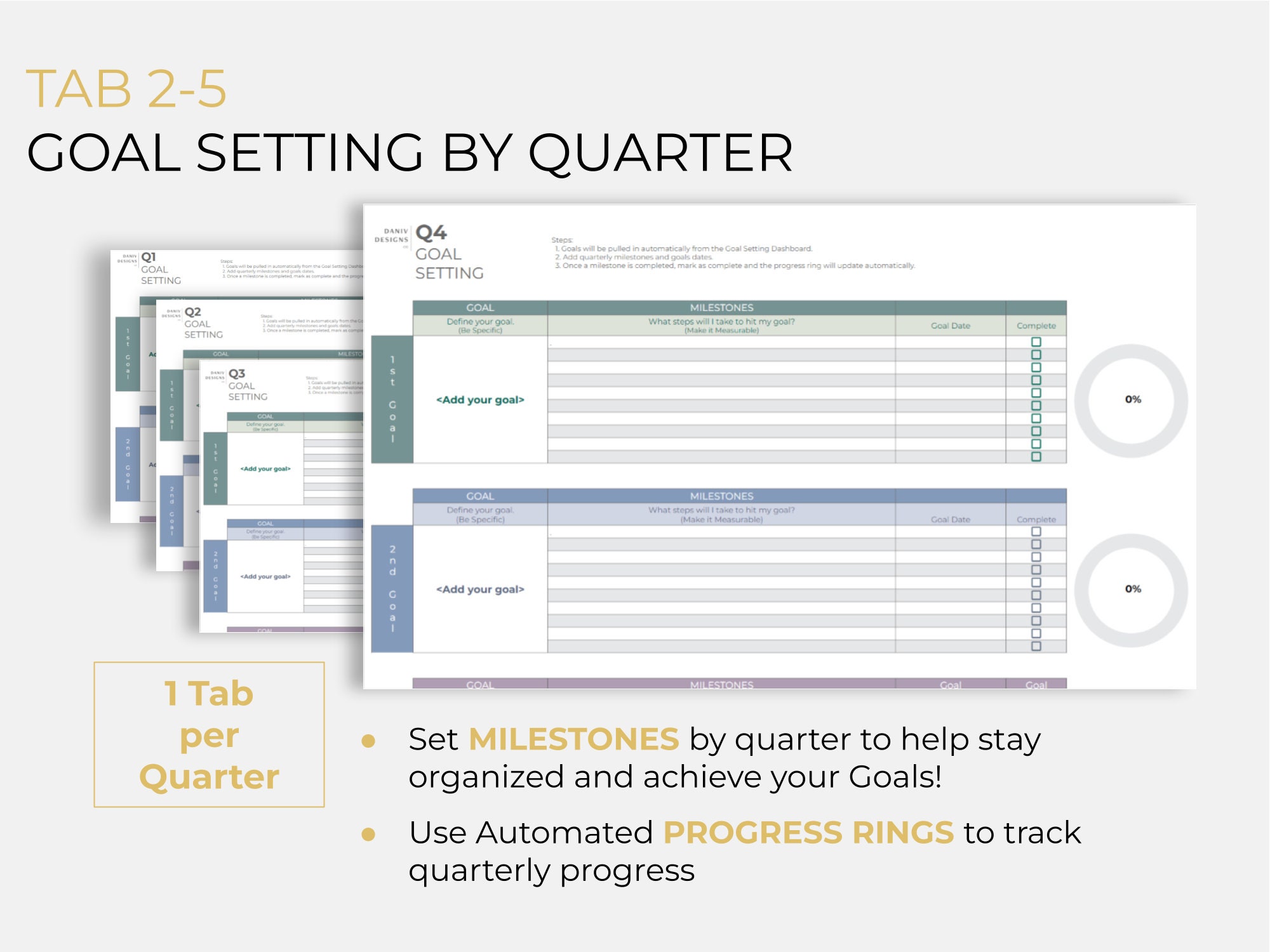 Quarterly Goal Setting Spreadsheet | Digital Goal Planner | New Year ...