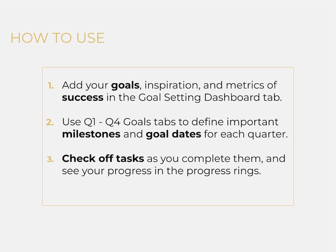 Quarterly Goal Setting Spreadsheet Digital Goal Planner New Year ...