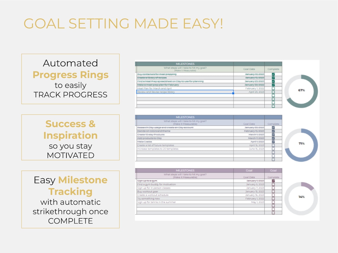 Quarterly Goal Setting Spreadsheet Digital Goal Planner New Year ...