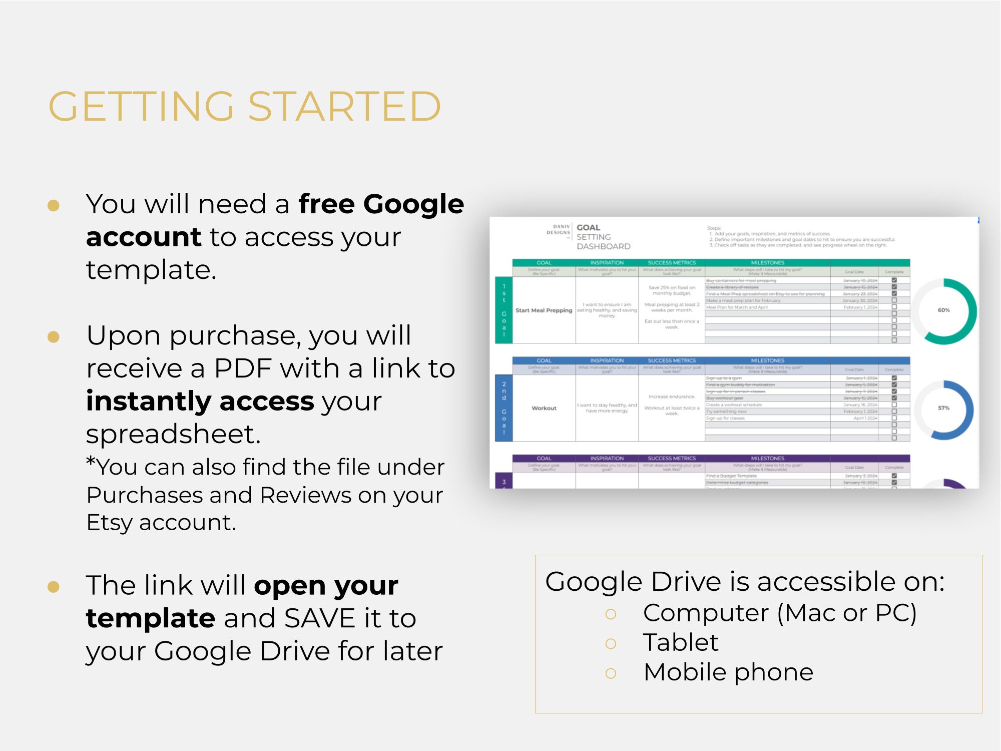 Goal Setting Digital Planner | Goal Planning Spreadsheet | Goal ...