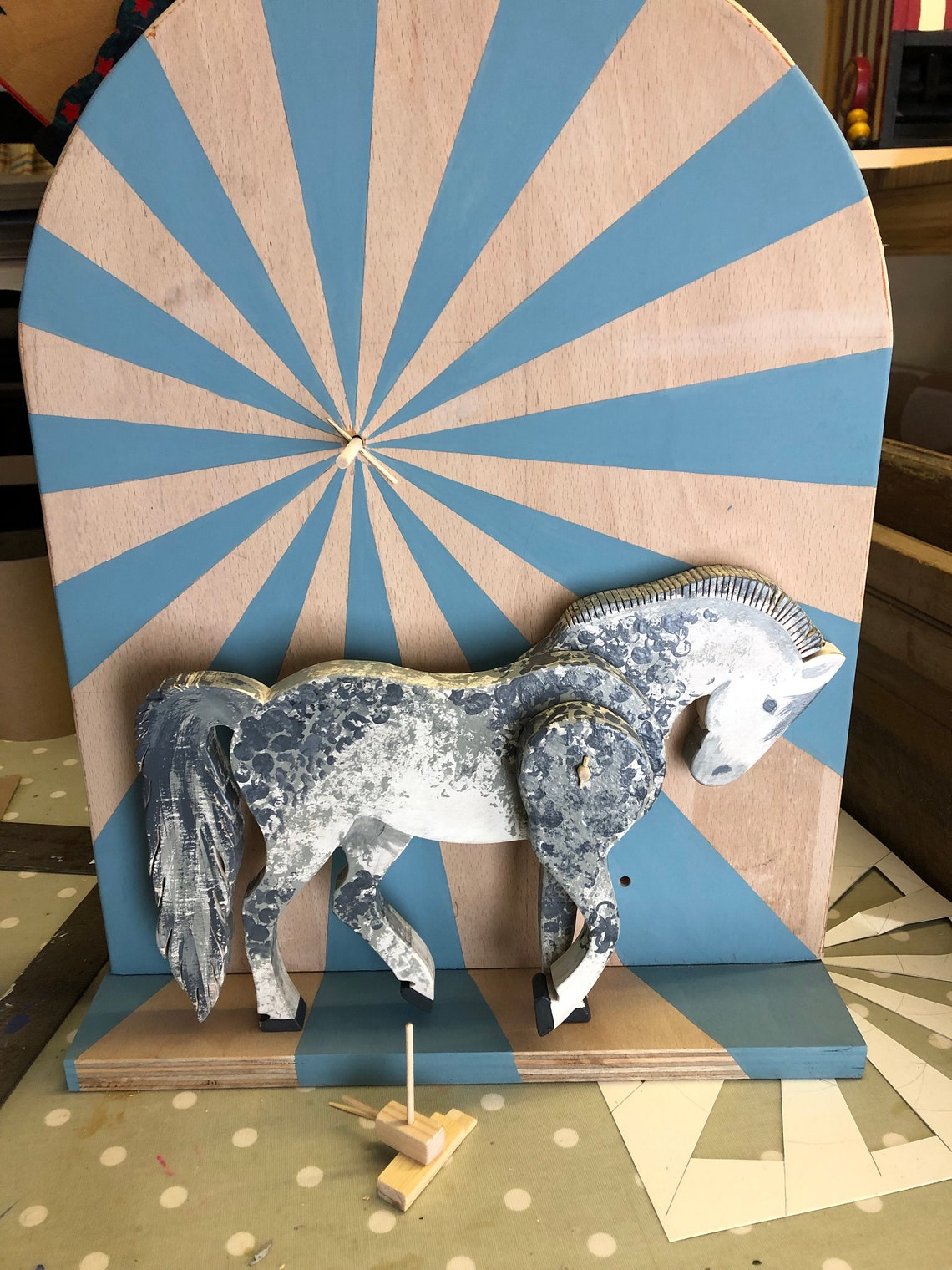 Tumbling & Turning Automata Acrobat on Her Beautiful Dapple Grey Horse ...