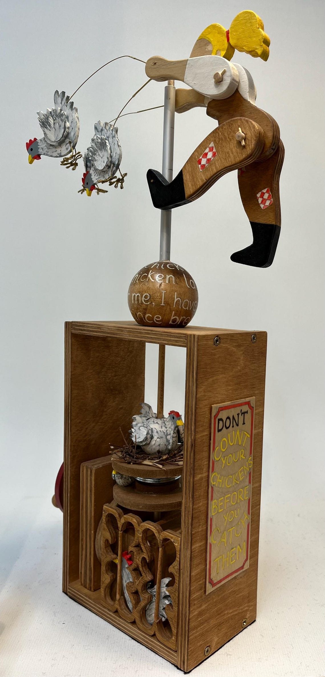 Unique Hand-cranked Wooden Automata: Chicken Catcher Scene - Etsy
