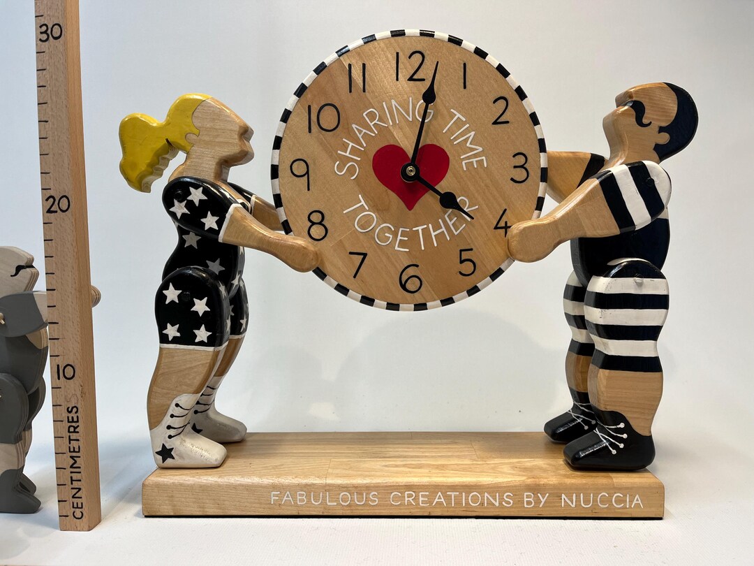 A Unique Hand Made, One off Lovers Clock, Held by Retro Style Figures ...