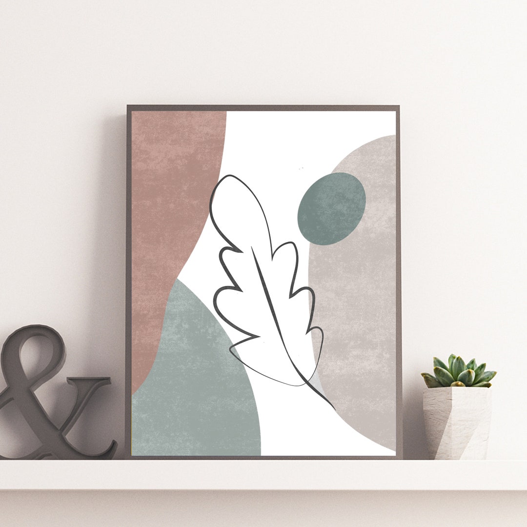 Boho Abstract Leaf Art Leaf Printable Decor Botanical Print - Etsy