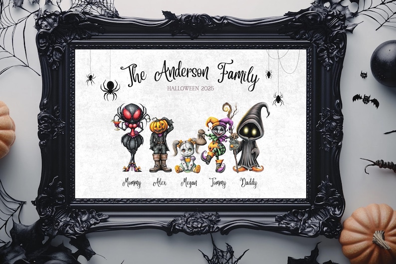 Personalized Monster Family Halloween Art Print, Custom Family Portrait ...