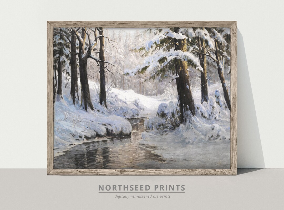 PRINTABLE Moody Winter Scene. Vintage Landscape Painting Wall Art Decor ...