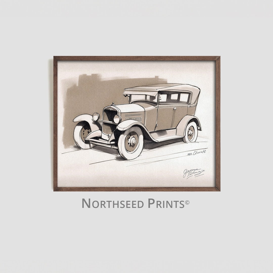 1924 Chevrolet Digitally Drawn Printable Car Art Print - Etsy